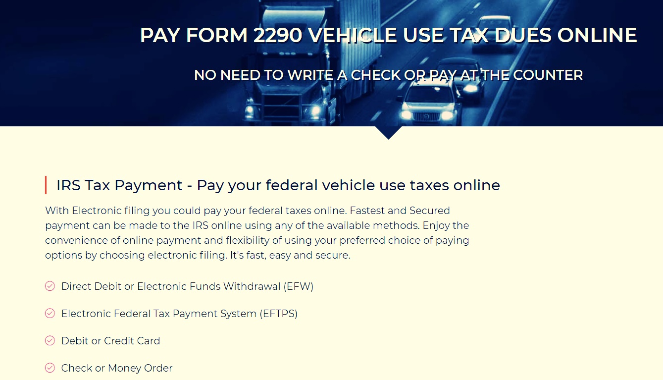 How to pay the tax payable on the HVUT Form 2290 renewal filing for the ...